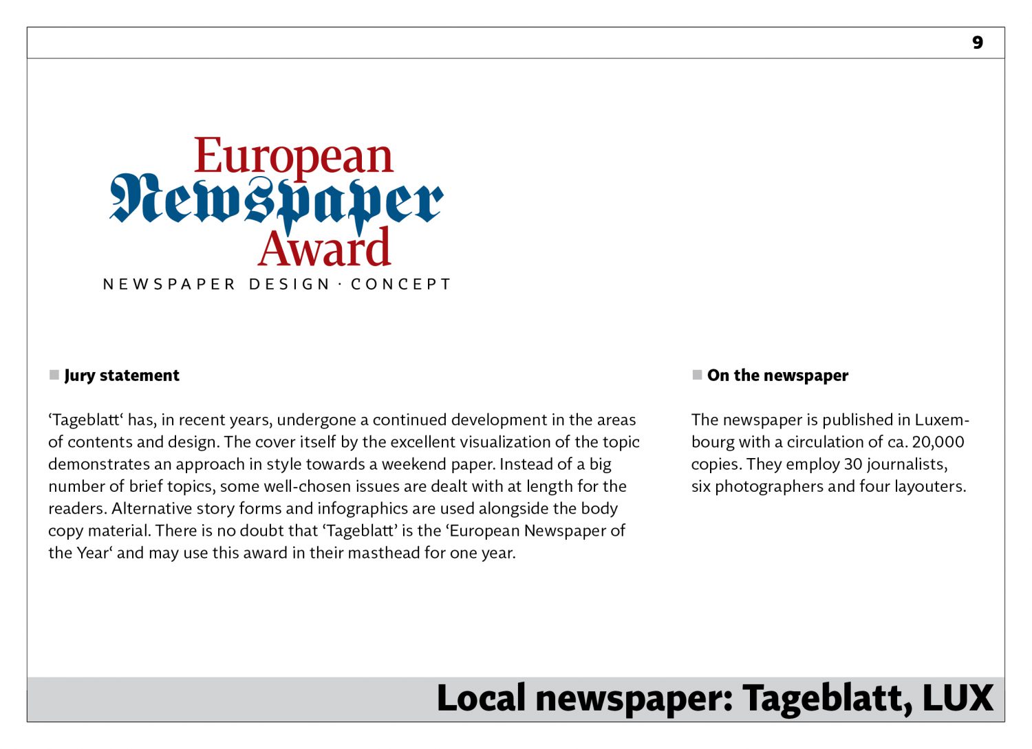 Examples European Newspaper of the Year – European Newspaper Award